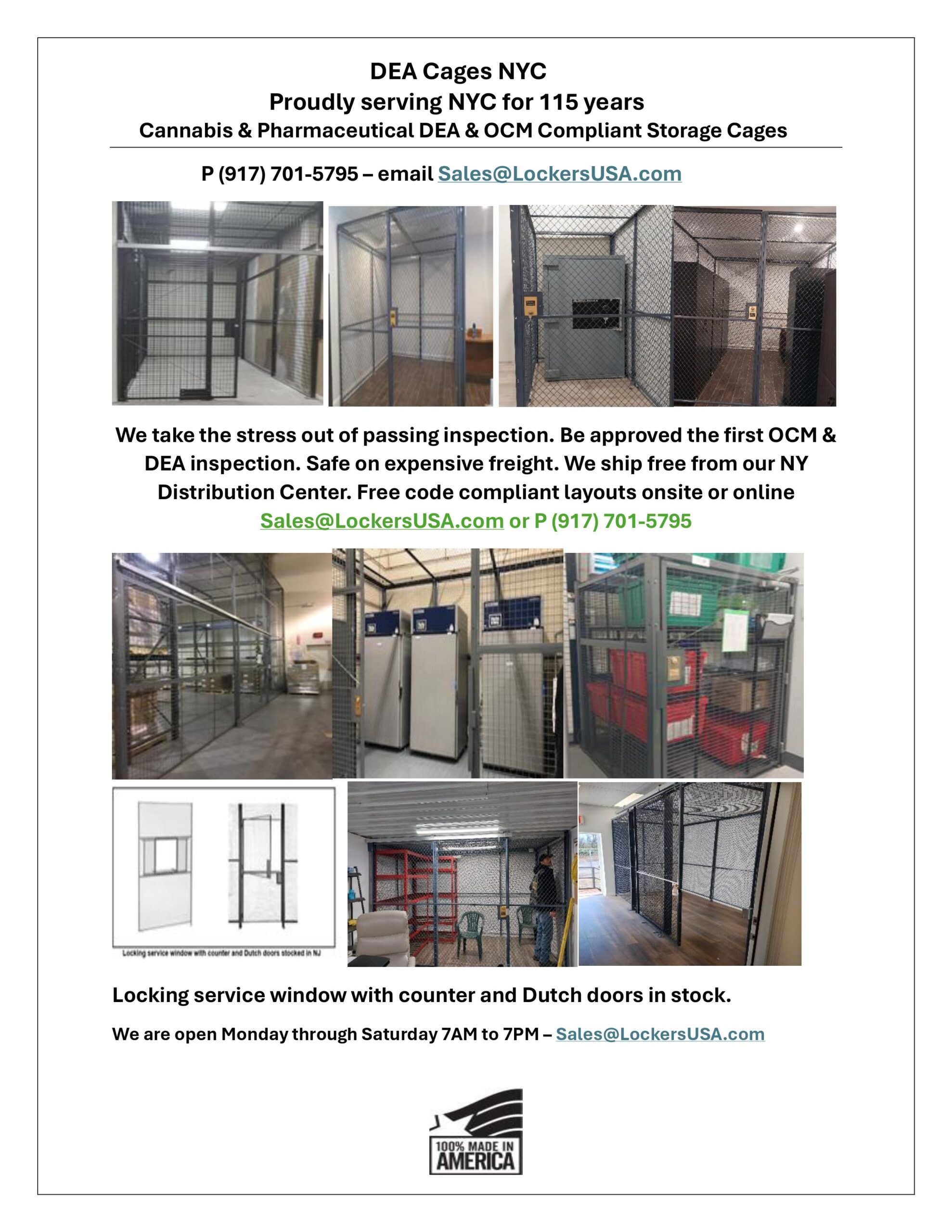 DEA Cages NYC - OCM & DEA Compliant